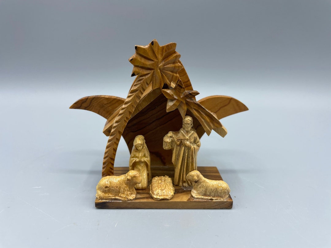 Wood Bethlehem Nativity Set Mini Wooden Nativity Scene Carved Creche ...