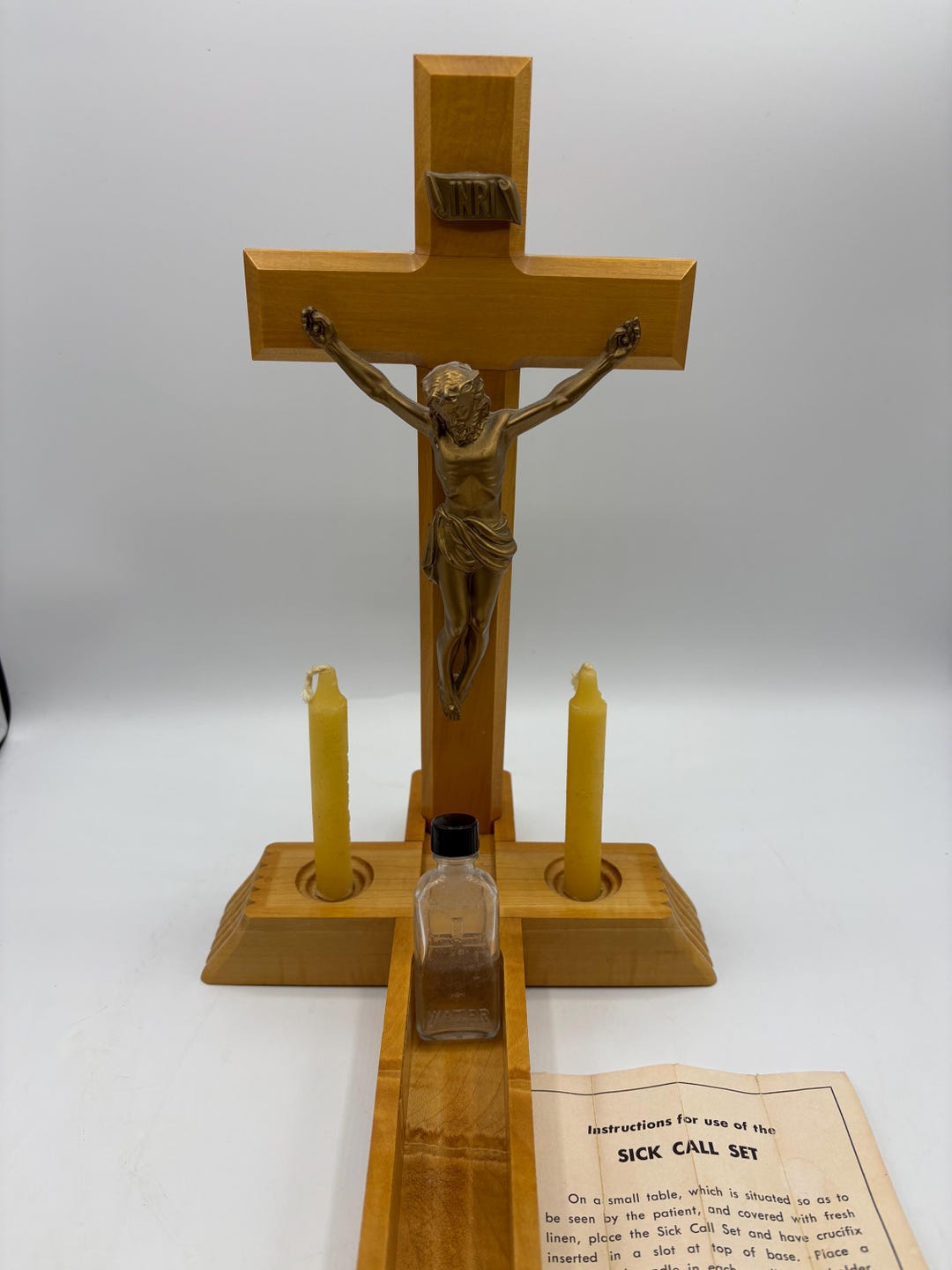 Vintage Catholic Divinity Crucifix Wall Cross Travel Alter Holy Water ...