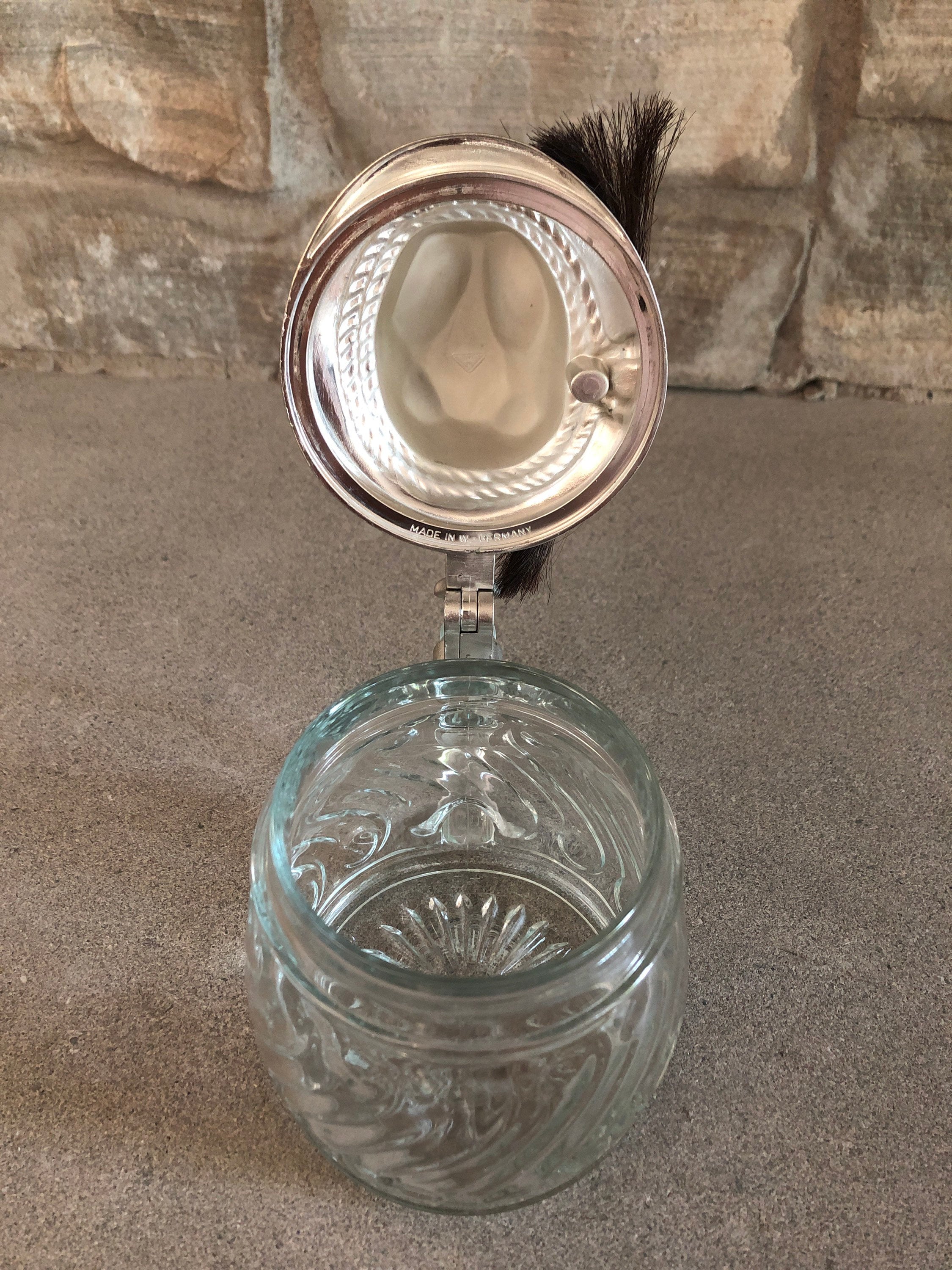 Vintage West German BMF Bierseidel Beer Stein Glass With Pewter Hat ...