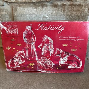 Vintage Clear Glass Nativity Scene Large 4 Piece Lead Crystal Set ...
