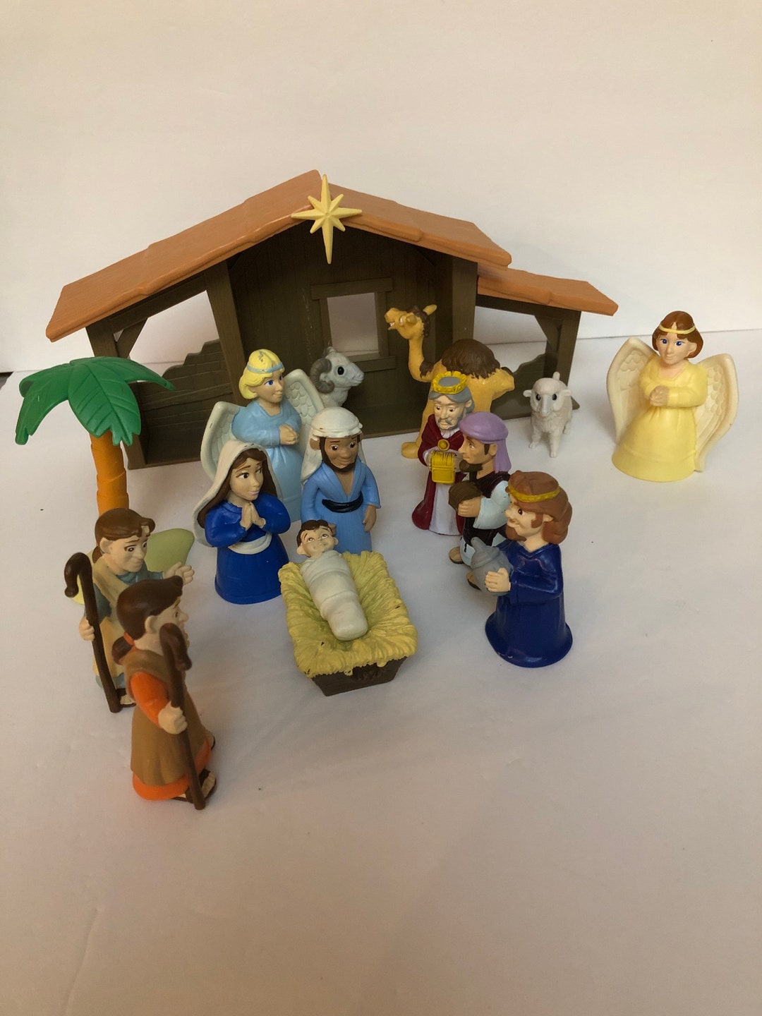 Vintage Creche Colorful Children's Plastic Nativity 16 Piece Set ...