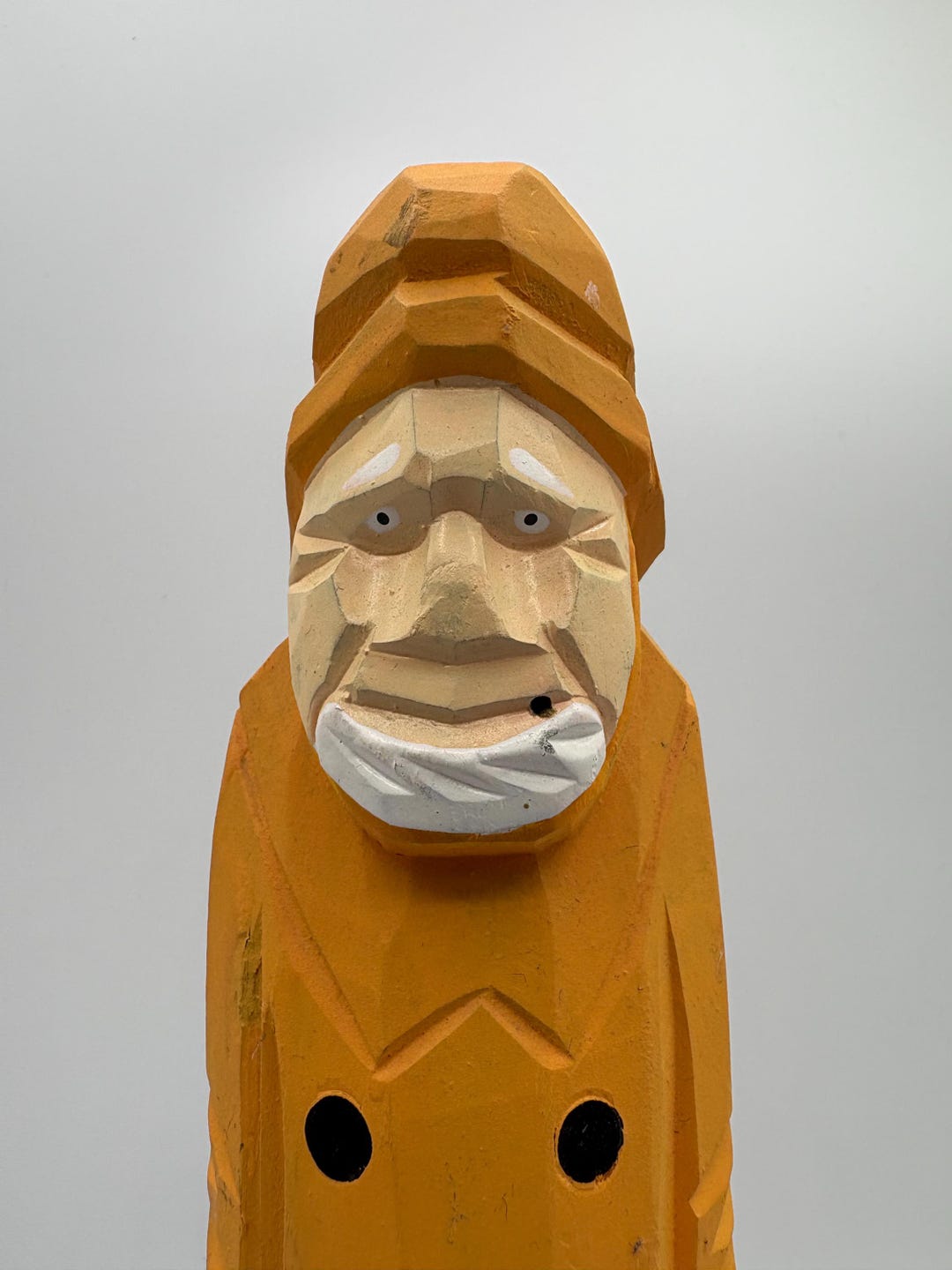 Vintage Carved Wood Fisherman Sea Captain Carving Figurine Yellow ...