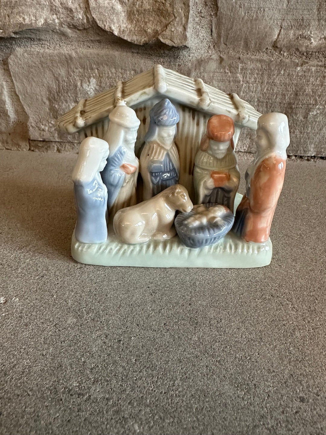 Vintage Small Porcelain Nativity Set Creche Ceramic Manger - Etsy