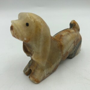 Vintage Alabaster Dog Statue Marble Stone Basset Hound Figurine Beagle ...