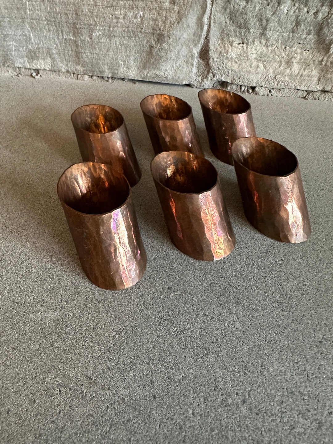 Six Hammered Copper Napkin Rings Napkin Holders Genuine Copper Decor ...