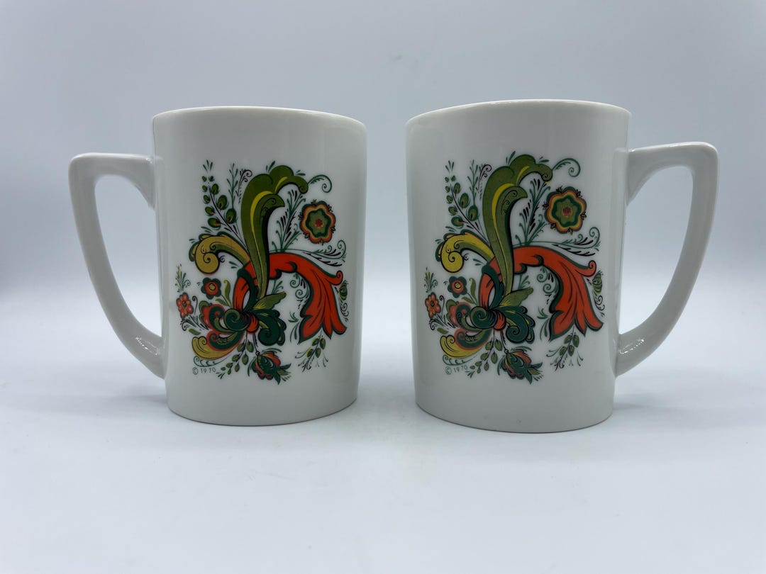 Pair of Berggren Scandinavian Coffee Cups Swedish Rosemal Mugs ...