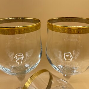 Gold Rimmed Crystal Wine Glasses Gold Rim Glassware Set of 4 Gold ...