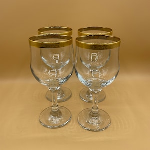 Gold Rimmed Crystal Wine Glasses Gold Rim Glassware Set of 4 Gold ...