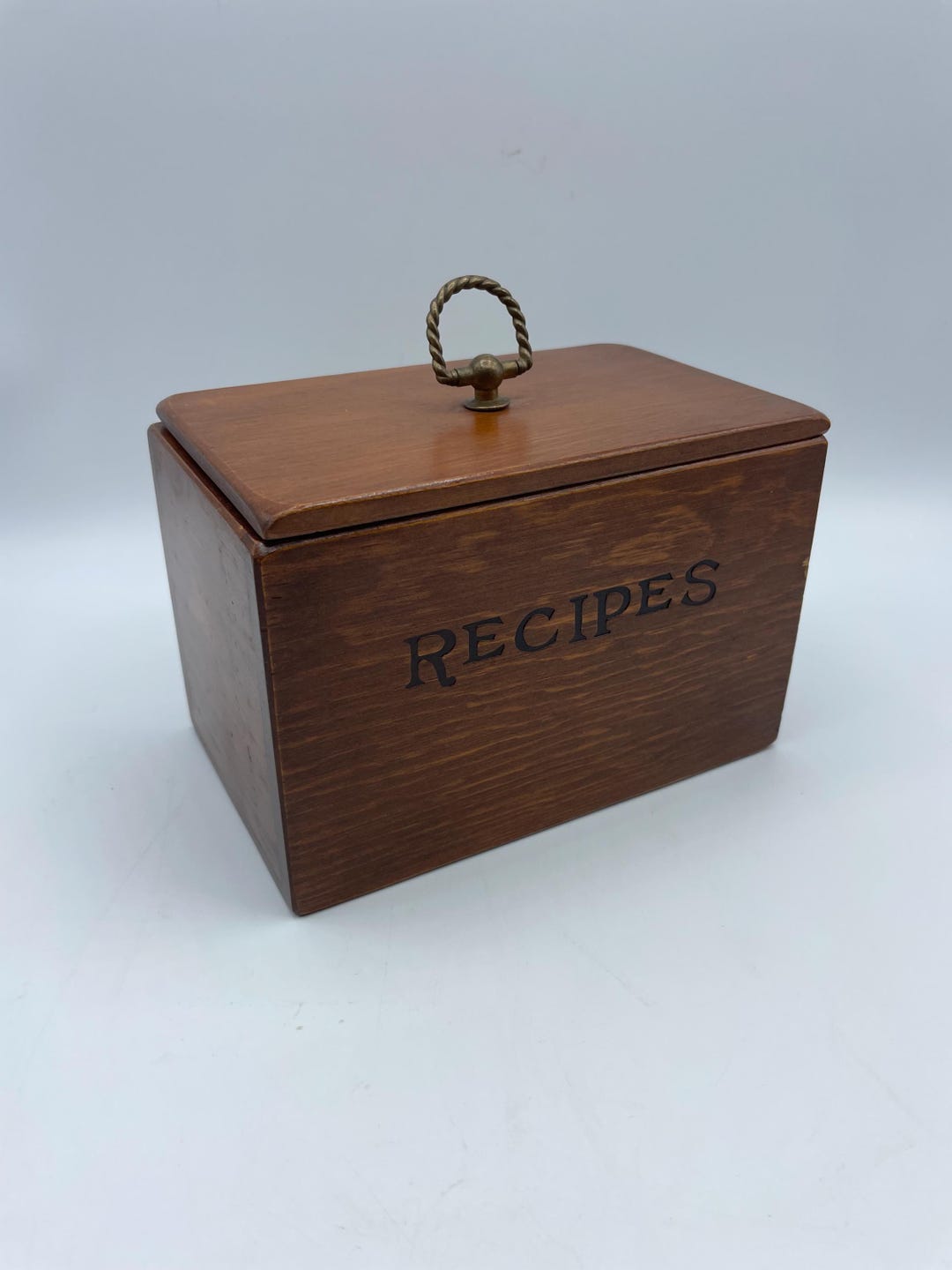 Wood Recipe Card Holder Box Vintage Kitchen Farmhouse Rustic Decor ...