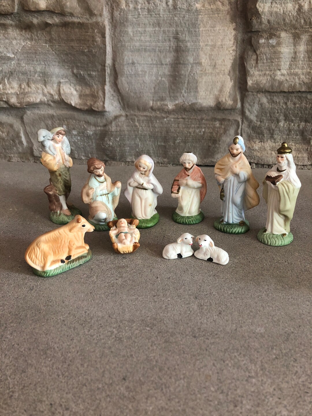 Vintage Bisque Porcelain Nativity 10 Piece Set Christmas Nativity ...