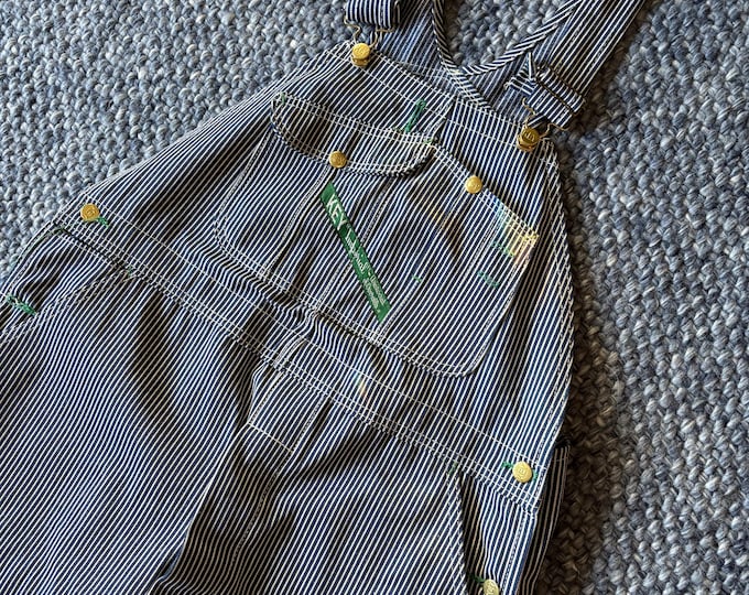 Denim Bib Overalls Vintage Key Jeans Bibs Blue White Hickory Striped ...