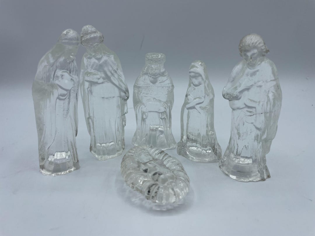 Vintage Clear Glass Nativity Scene 6 Piece Set Vintage Christmas ...