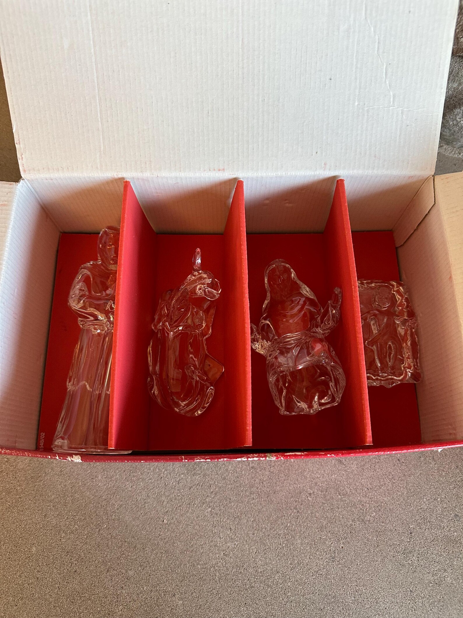 Vintage Clear Glass Nativity Scene Large 4 Piece Lead Crystal Set ...