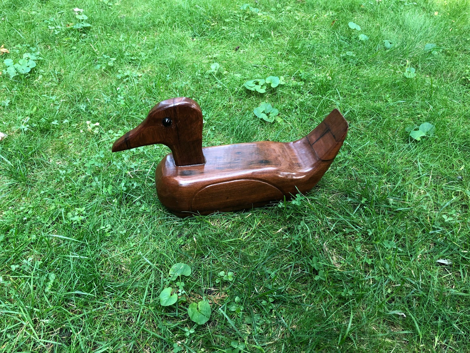 Large Hand Carved Wooden Duck Vintage Dark Wood Rustic Cabin | Etsy