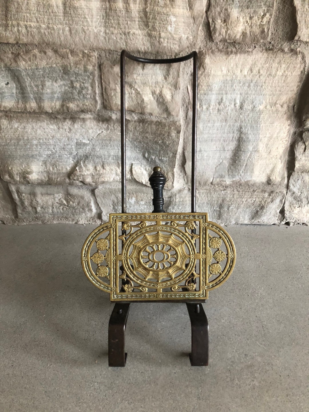 Antique Brass Adjustable Hearth Trivet Victorian Adjustable Brass ...