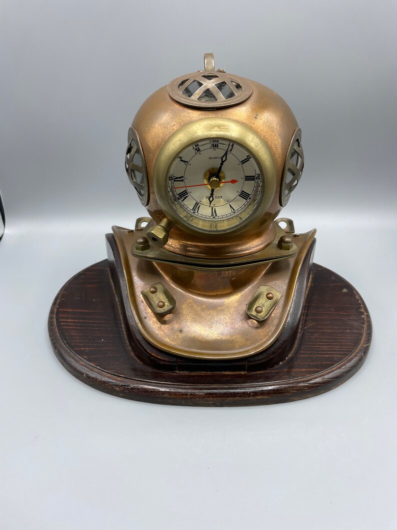 Vintage Ships Clock Brass Diving Helmet Nautical Desk Tabletop - Etsy
