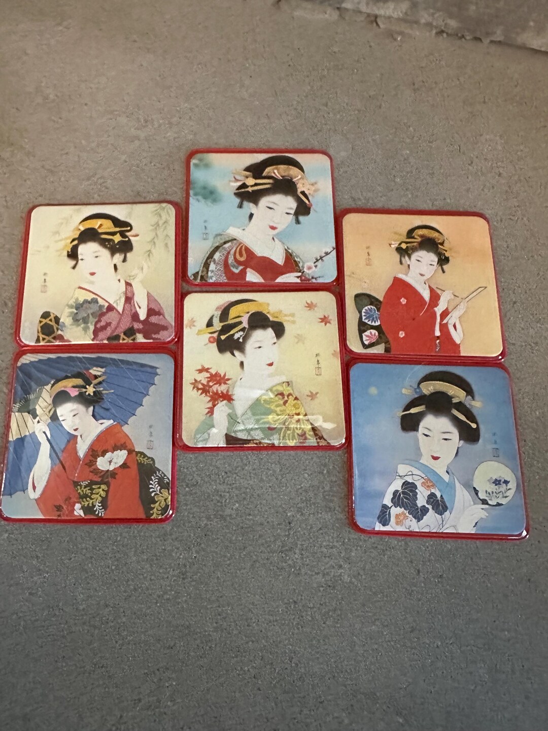 Vintage Asahi Geisha Coaster Set, Japanese Barware in Original Box - Etsy
