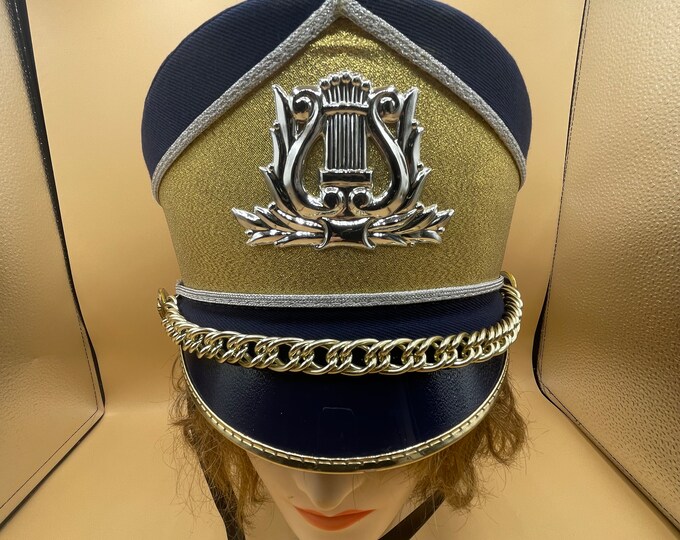 Vintage Marching Band Hat Demoulin XL Majorette Drum Major Cap Blue ...