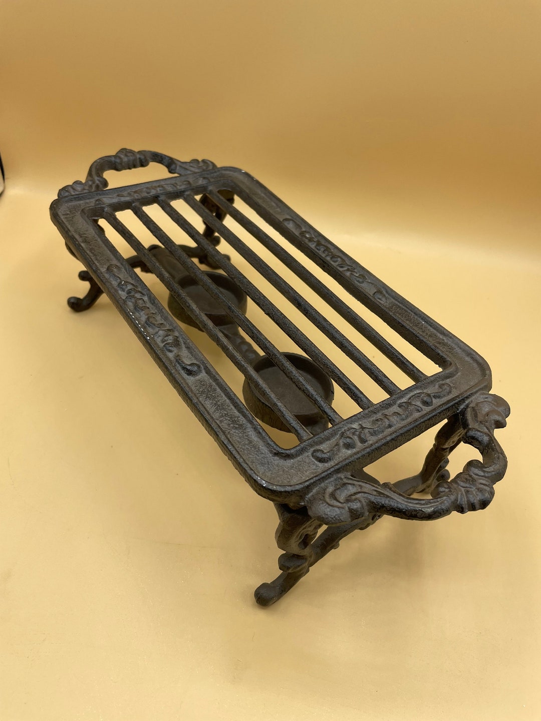 Antique Cast Iron Food Warmer Vintage Serving Grate Warming Tray ...