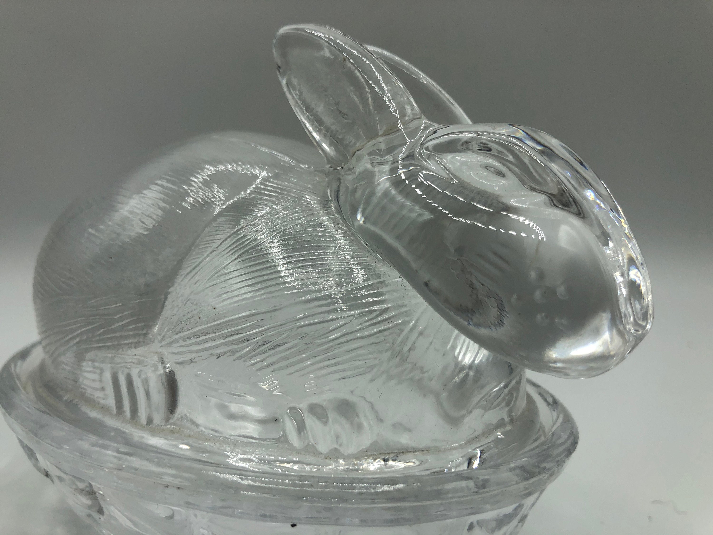Clear Glass Nesting Bunny Rabbit Covered Dish Vintage Easter - Etsy