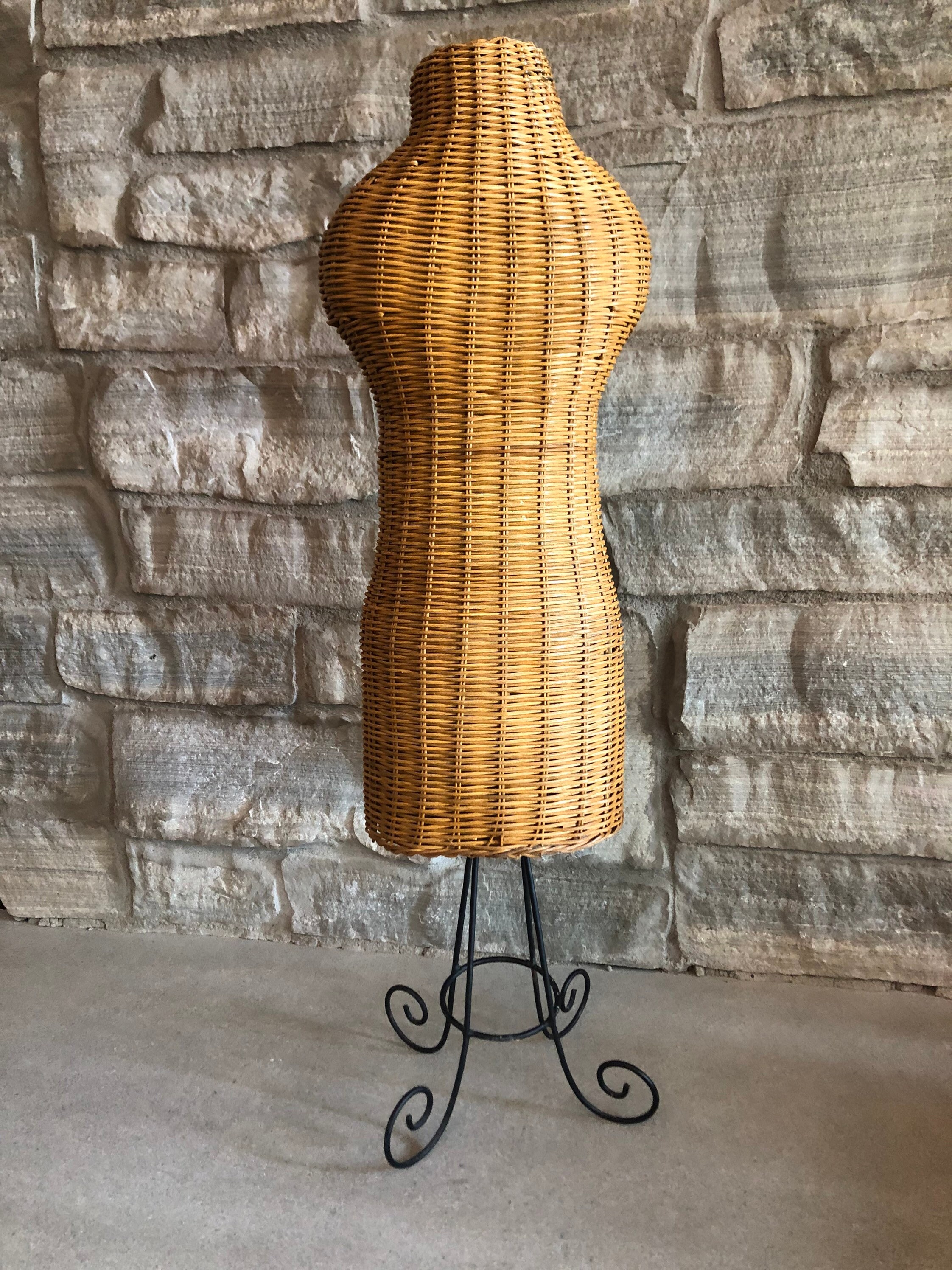 Vintage Wicker Small Dress Form Natural Boho Bohemian Home - Etsy