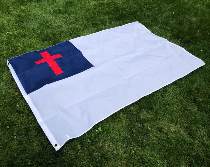 Large Christian Flag Red Blue Corner White Polyester Flag Wall Hanging ...