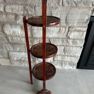 Vintage Carved Wood Folding 3 Tier Pie Stand, Wood Plant Stand, Wood ...