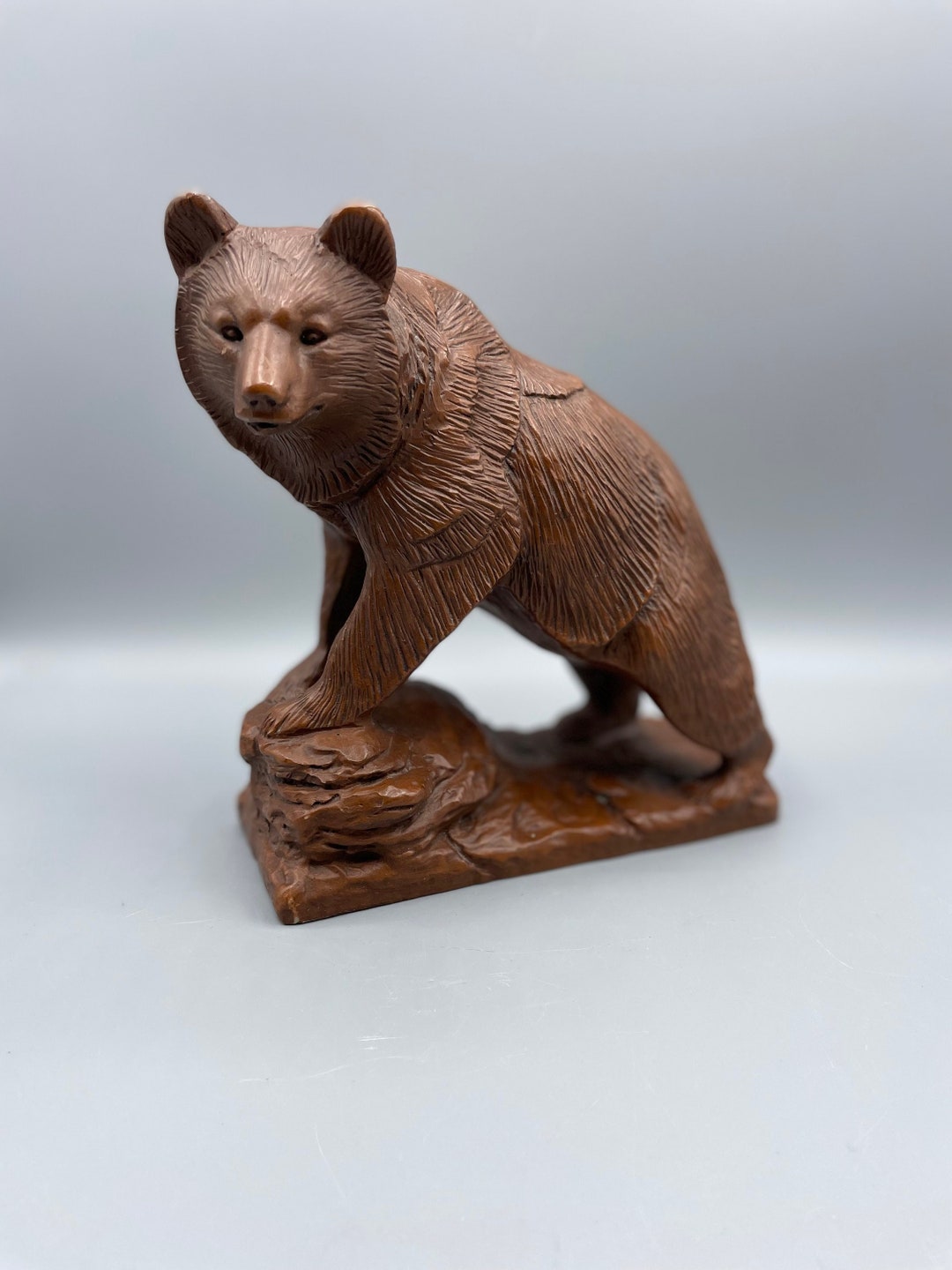Resin Brown Bear Figurine Vintage Wild Grizzly Bear Statue Ranch ...