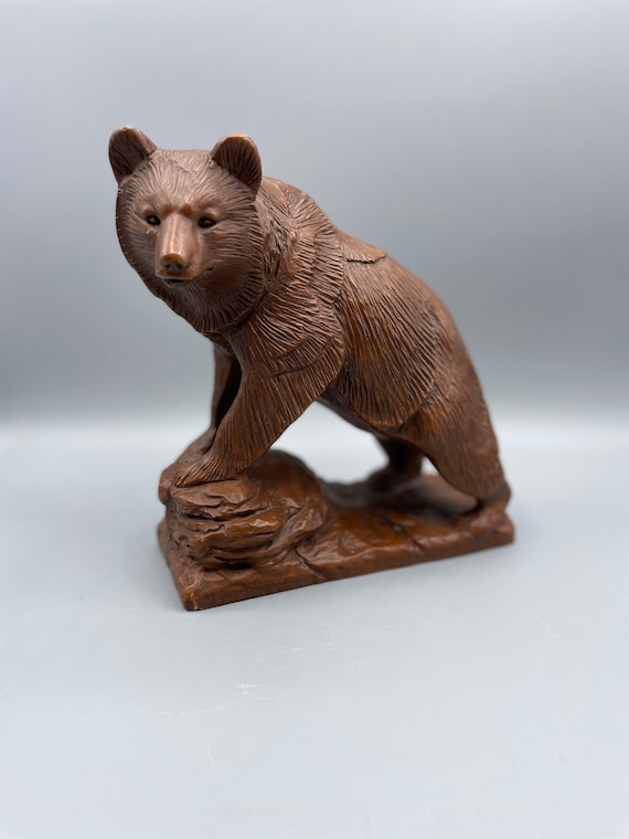 Resin Brown Bear Figurine Vintage Wild Grizzly Bear Statue - Etsy