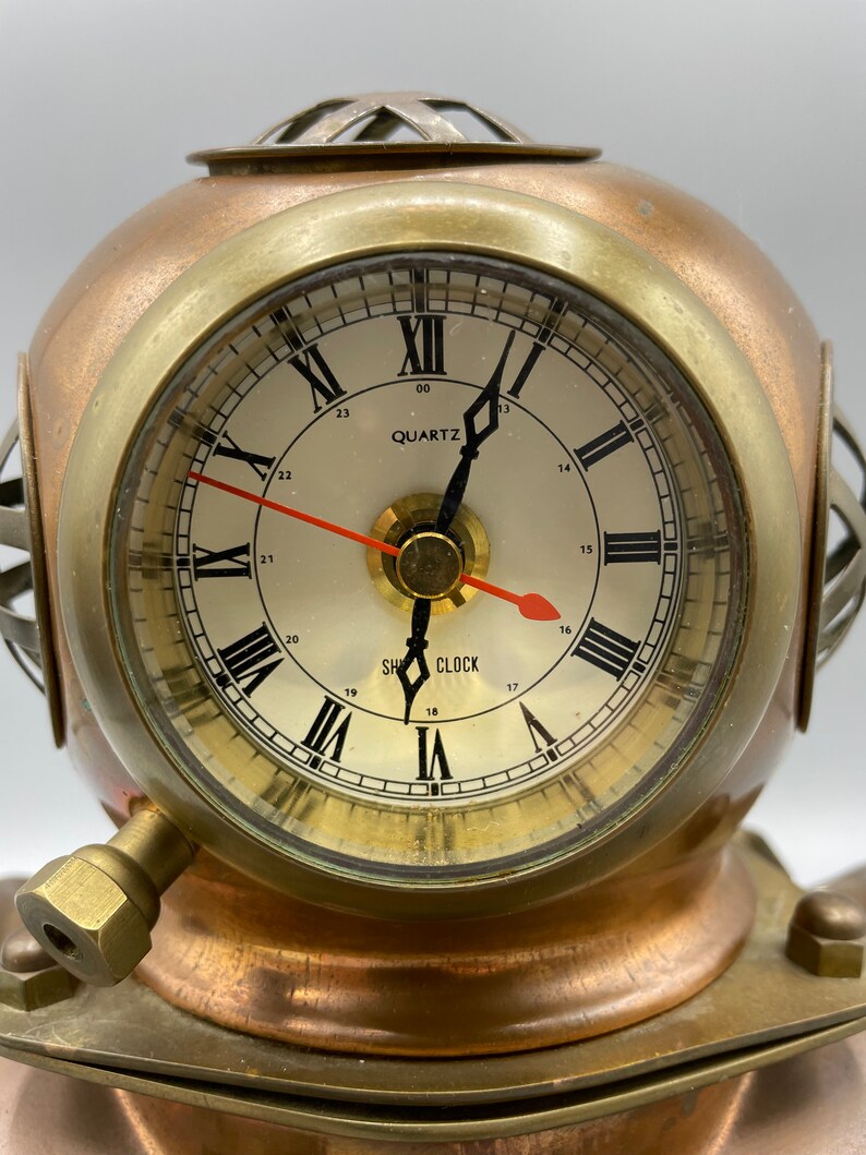 Vintage Ships Clock Brass Diving Helmet Nautical Desk Tabletop - Etsy
