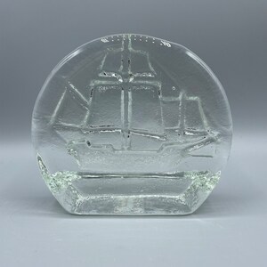 Vintage Ship Art Glass Sculpture Gorgeous Nautical Office Paperweight ...