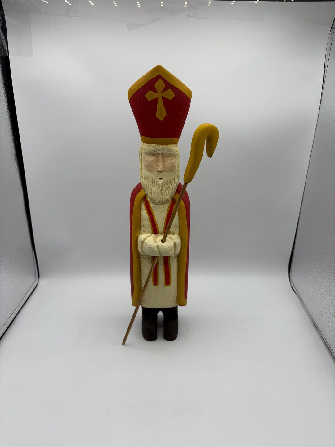 Vintage Hand Carved Wood Roman Catholic Cardinal Figurine Biblical ...