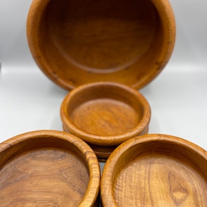 Vintage Genuine Teak Thailand Wood Salad Bowl Set Wooden Bowls Large ...