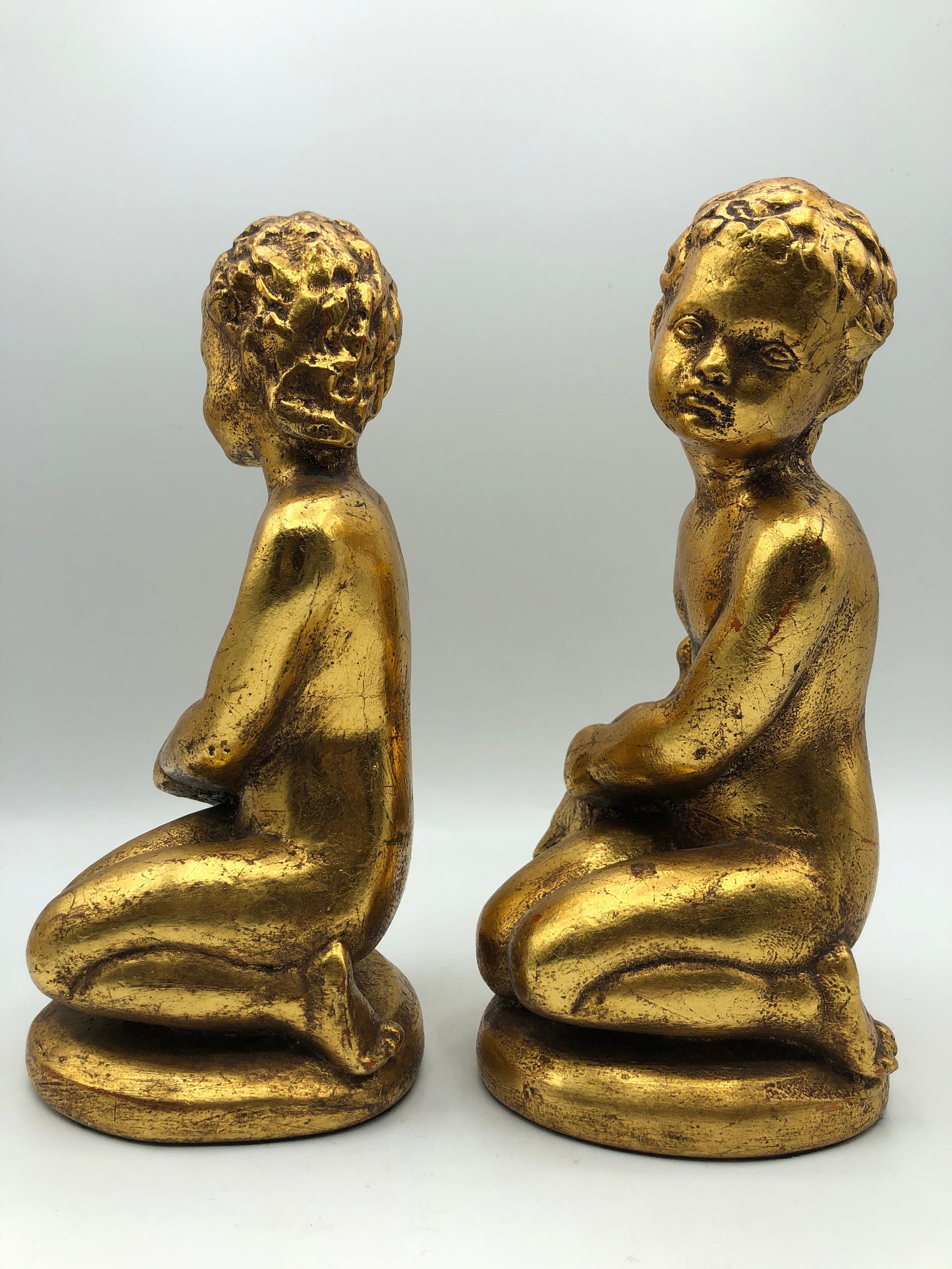 Pair of Gold Child Statues Vintage World Art Figurines - Etsy