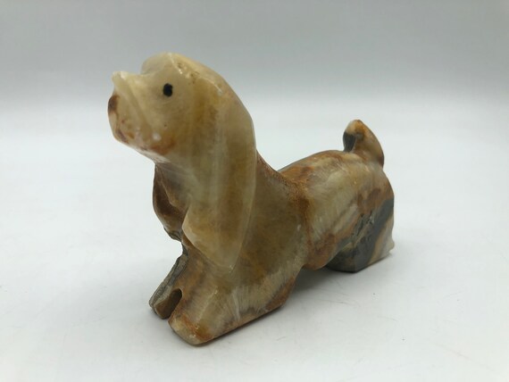 Vintage Alabaster Dog Statue Marble Stone Basset Hound | Etsy