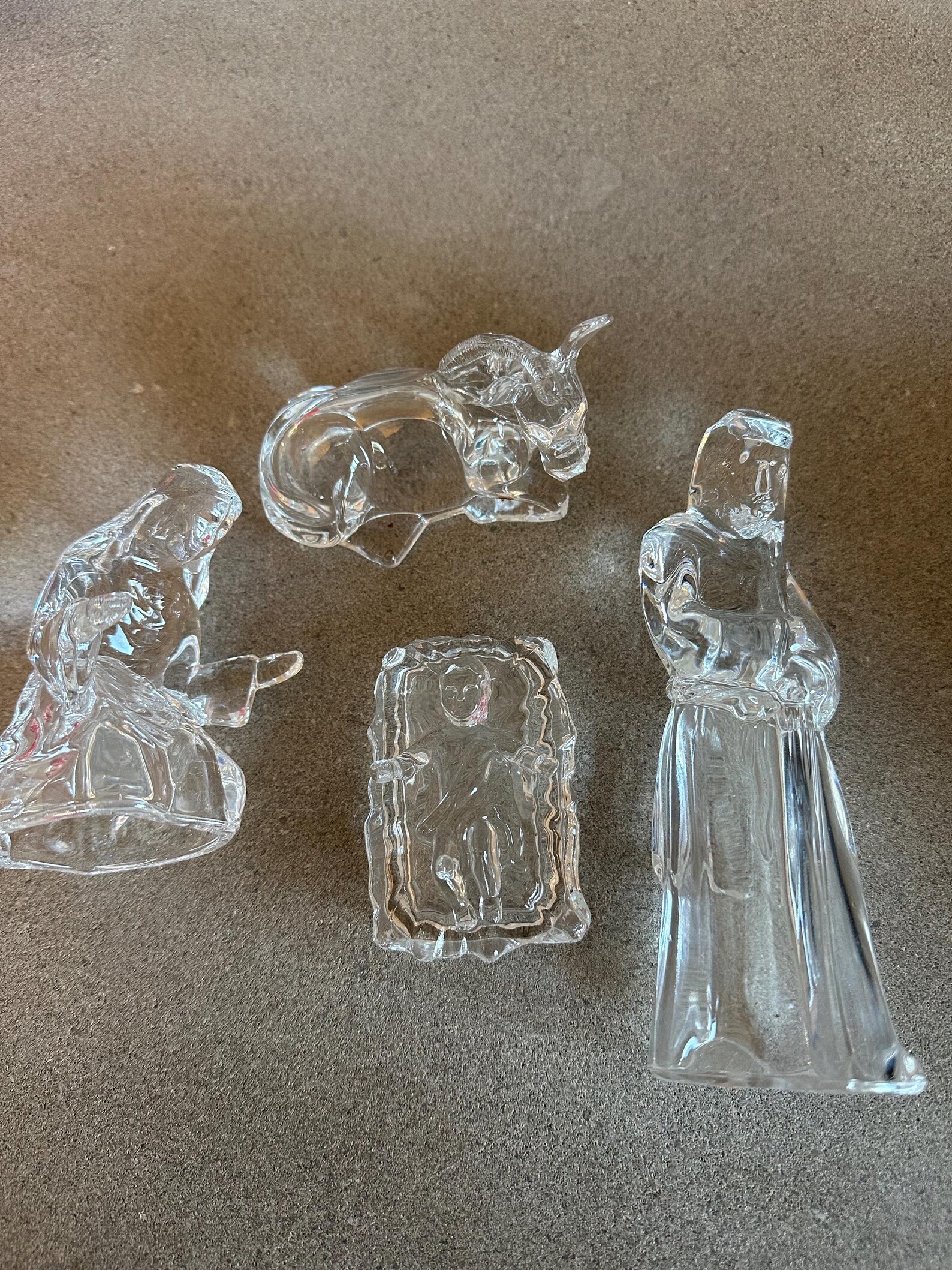 Vintage Clear Glass Nativity Scene Large 4 Piece Lead Crystal Set ...