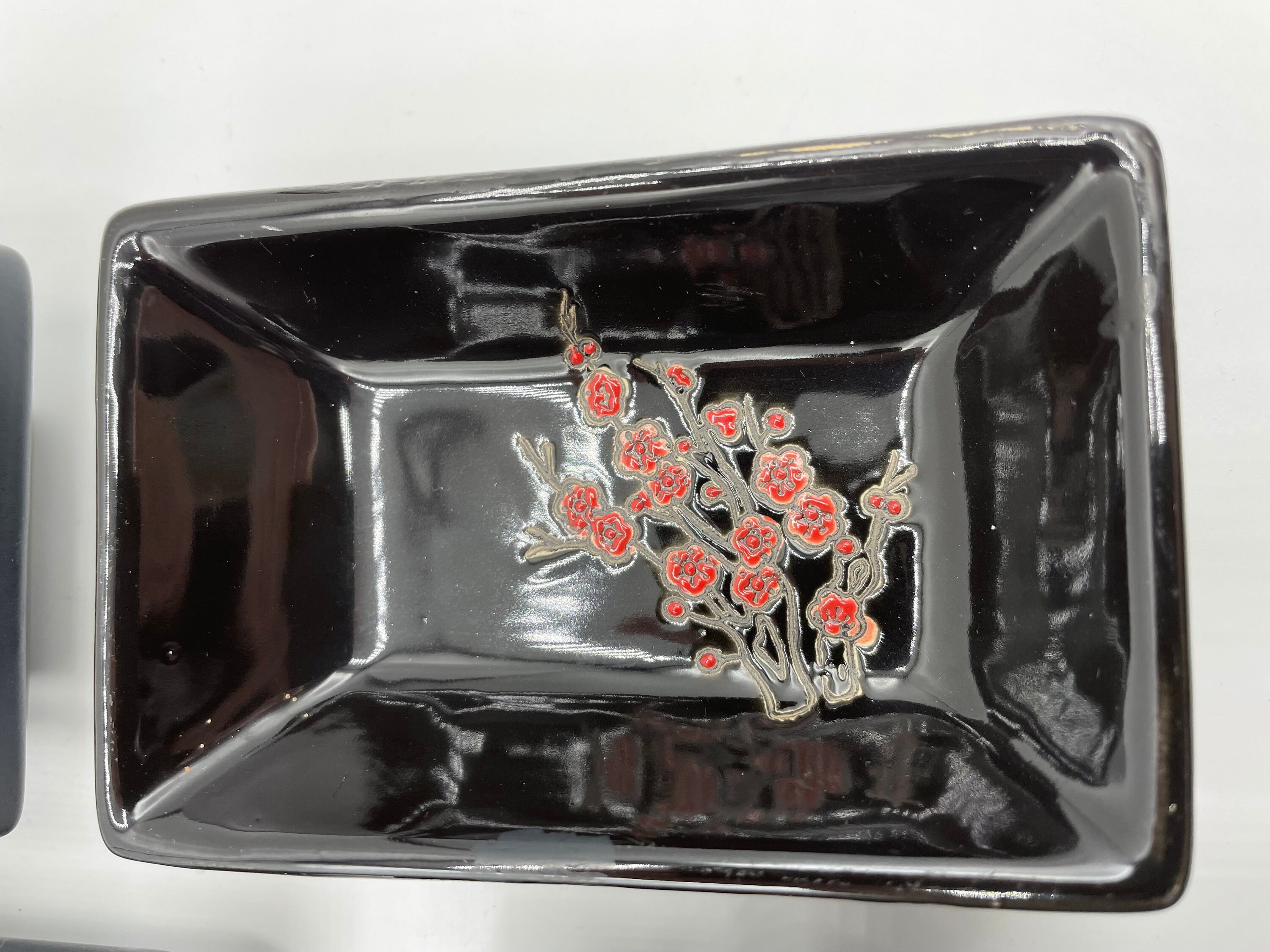 Set of 4 Japanese Sushi Plates Small Ceramic Vintage Red Black - Etsy