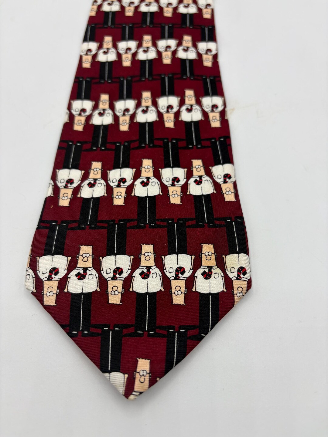Dilbert Tie Vintage Comic Strip Red Necktie Made in USA 100% Silk Neck ...