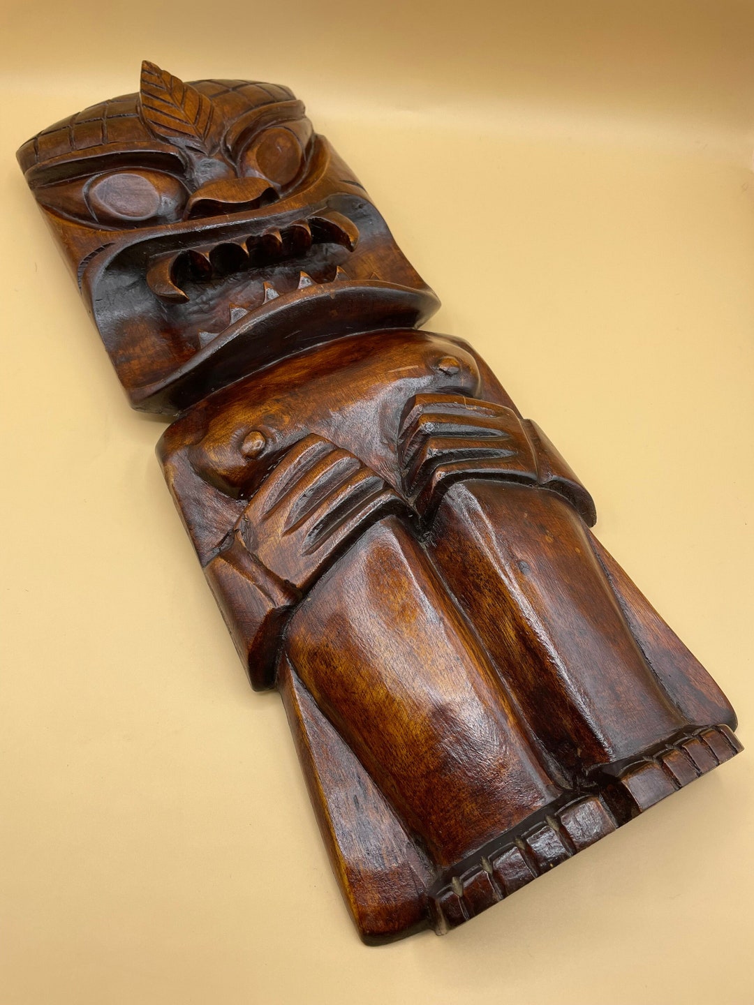 Vintage Carved Wood Tiki God Statue Tiki Bar Decor Hawaiian - Etsy