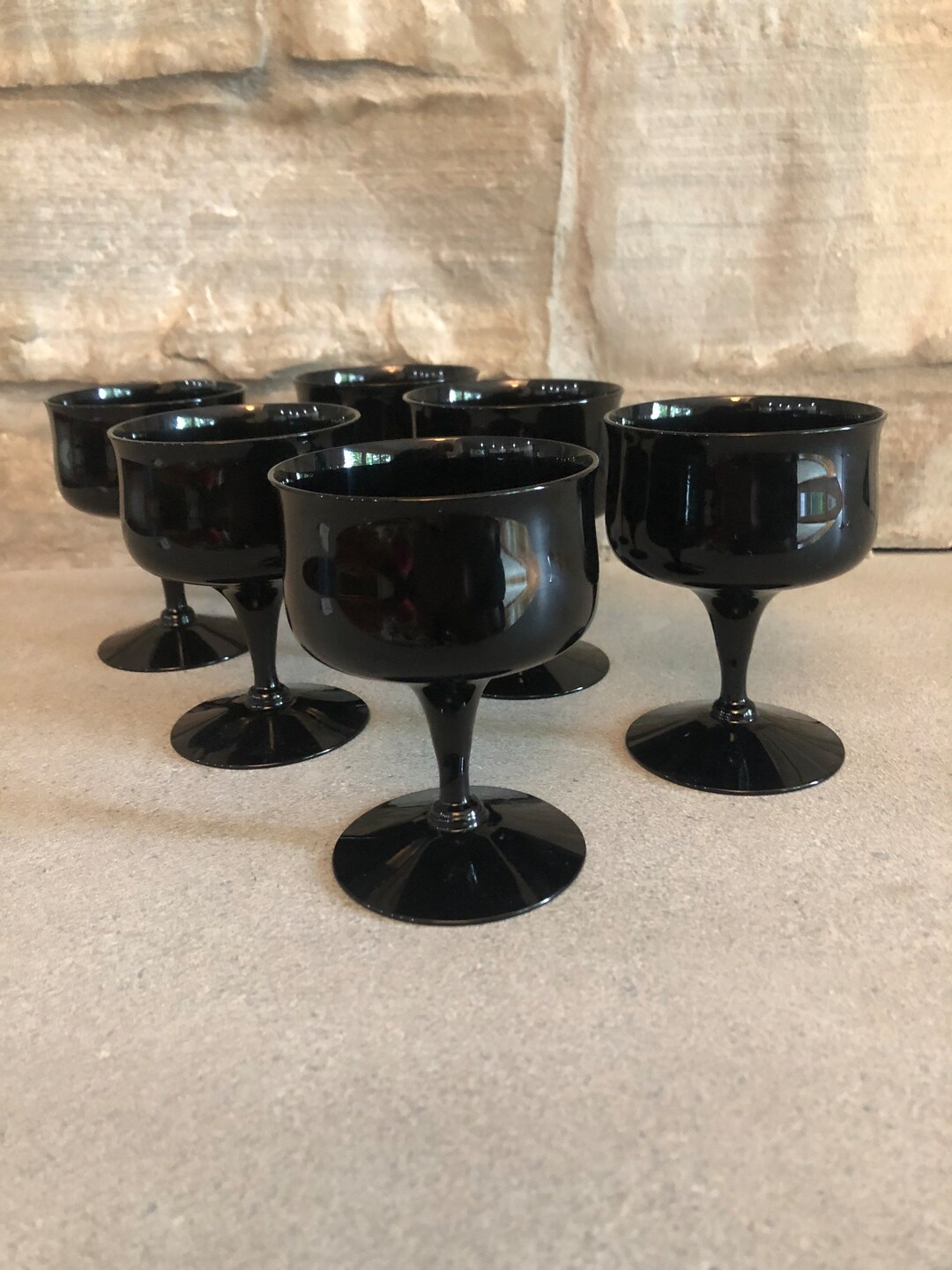 Vintage Fostoria Biscayne Black Sherbet Glassware Sherbert Dessert Wine ...
