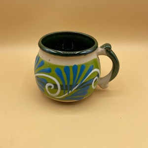 Mexican Pottery Coffee Cup Spanish Stoneware Mug Hand Painted Natural ...