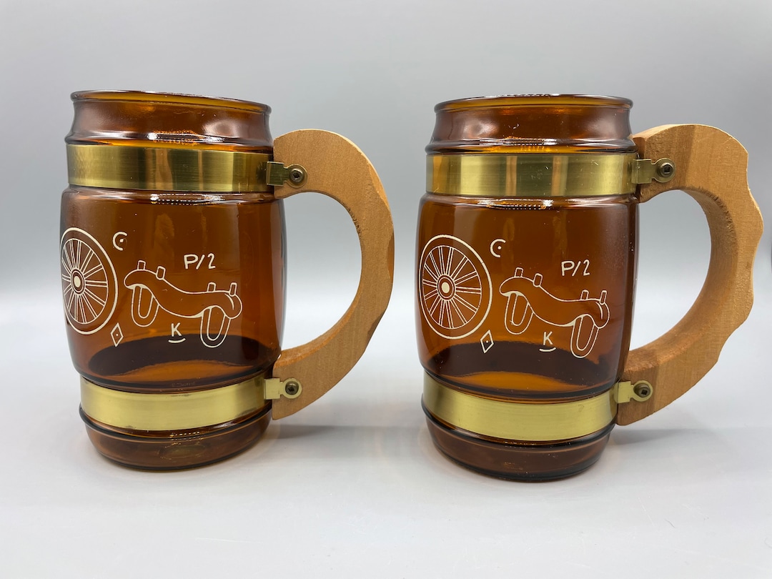 Pair Vintage Western Beer Mugs Cocktail Glasses Cowboy Cups - Etsy