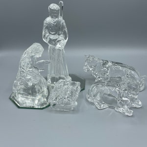 Vintage Clear Glass Nativity Scene Large 5 Piece Lead Crystal - Etsy