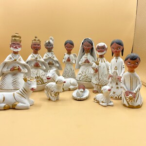 Vintage Mexico Pottery Nativity Set Mexican Folk Art Christmas ...