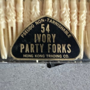 Vintage Party Forks Food Picks Ivory Appetizer Forks, Silver Plastic ...