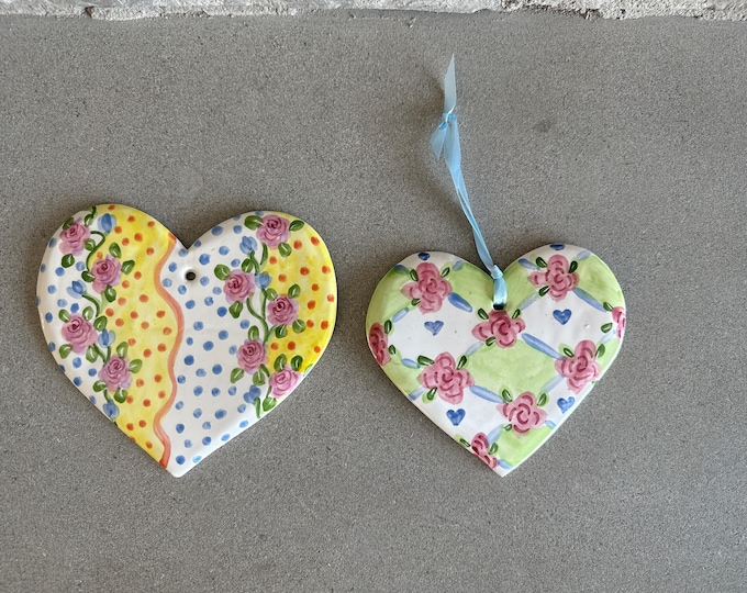Vintage Ceramic Hearts 2 Ceramic Heart Shaped Wall Decor Vintage Girls ...