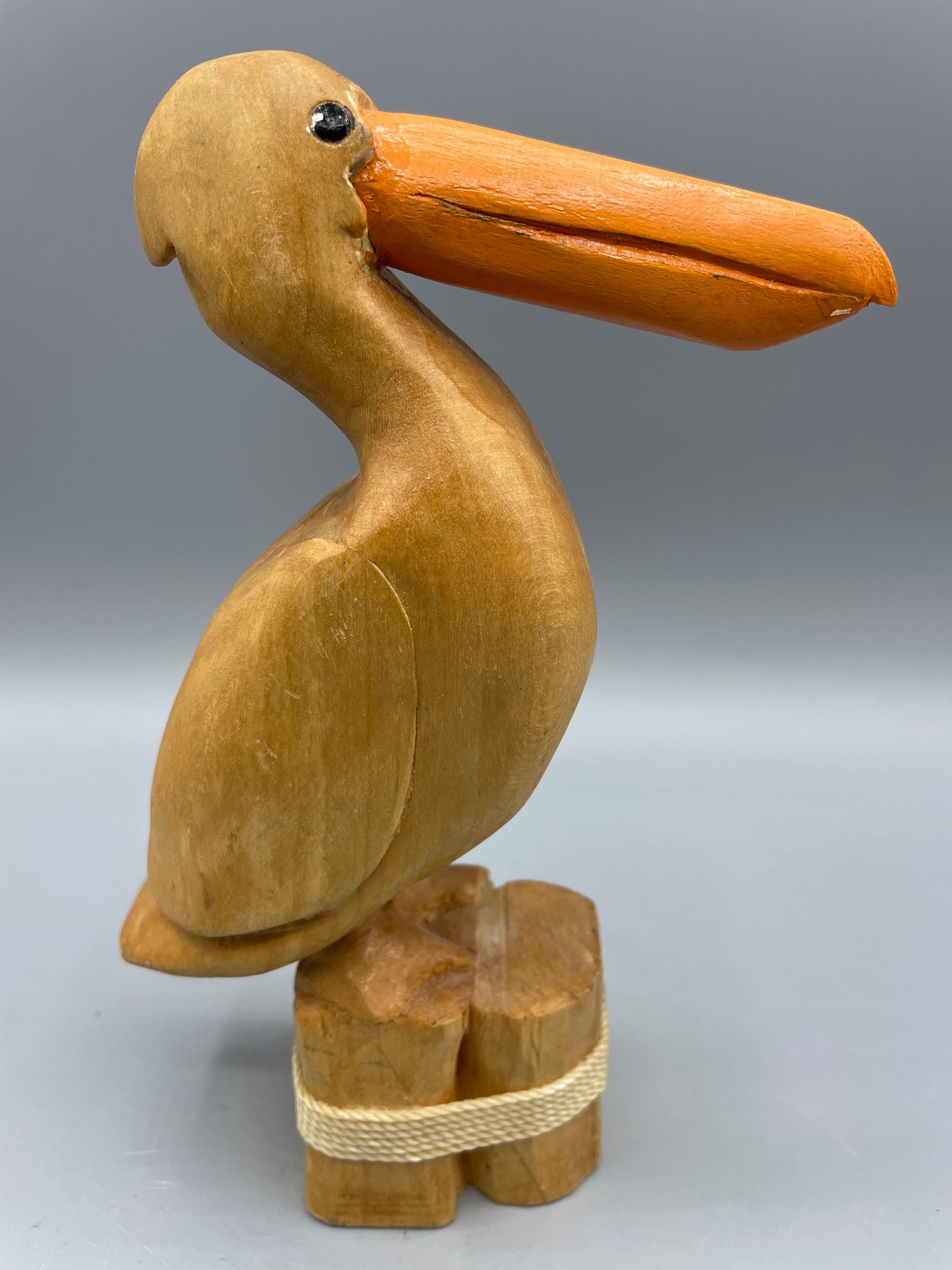 Original Wood Pelican Carving Stork Crane Figurine Carved - Etsy
