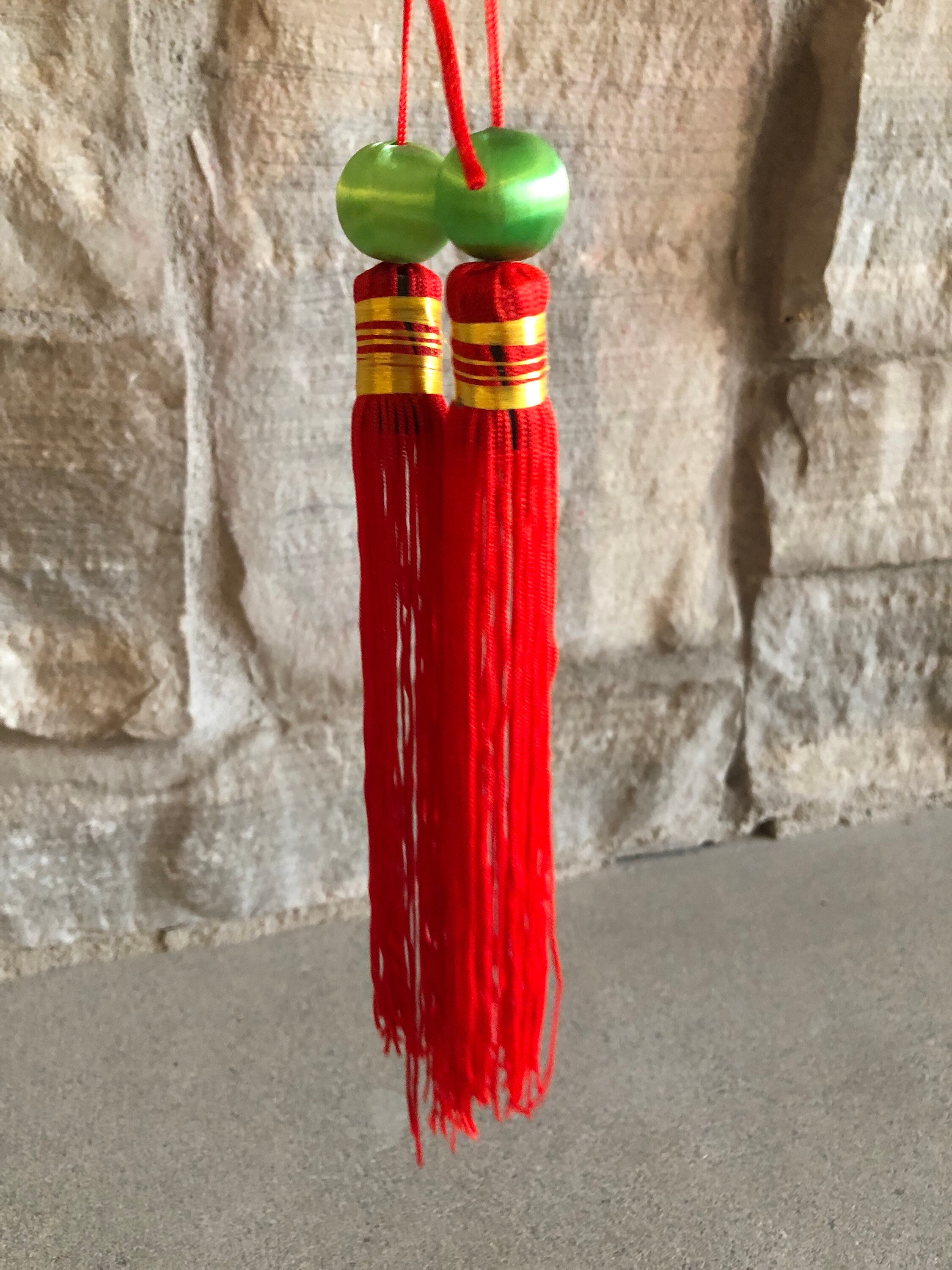 Fabric Oriental Hanging Decor Red Mobile Red Tassles Asian - Etsy