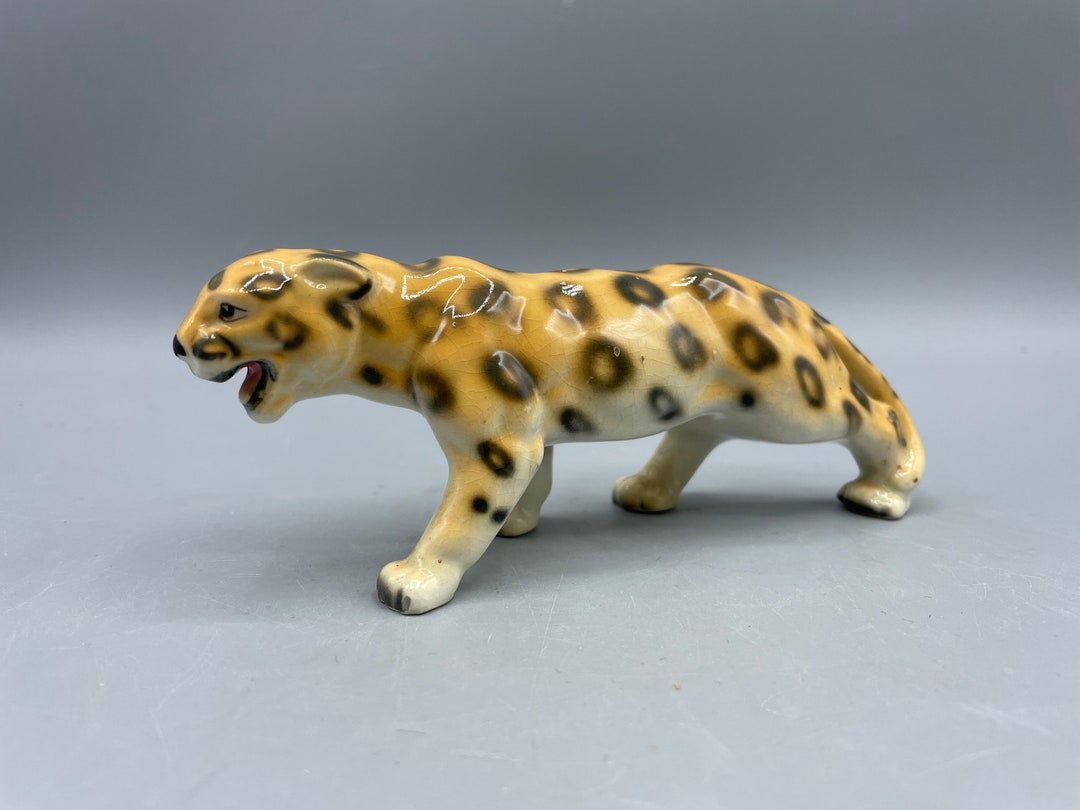 Vintage Porcelain Leopard Figurine Made in Japan Statue - Etsy