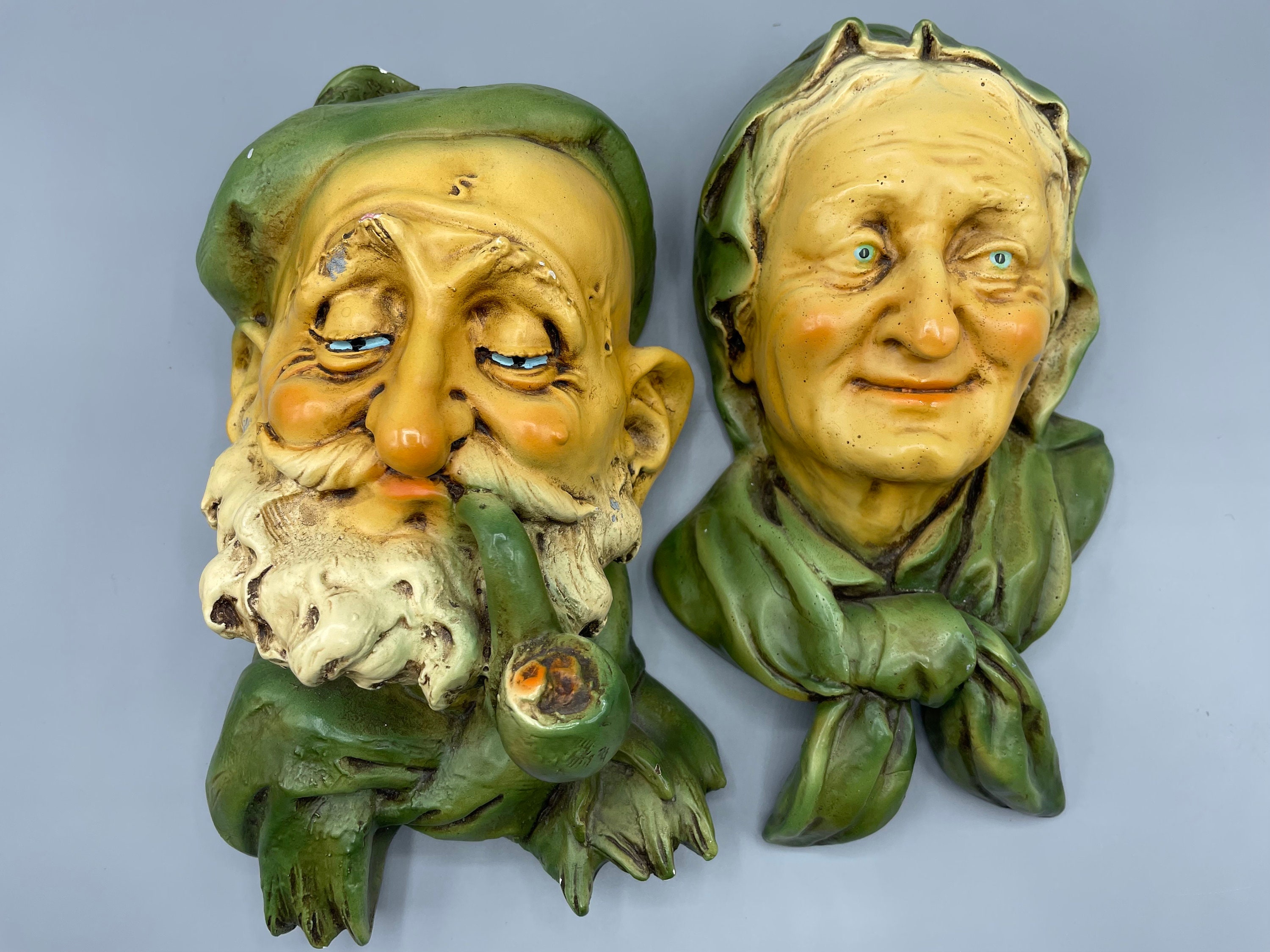 Vintage Devonware Chalkware Heads Made in Canada Genuine Hand - Etsy